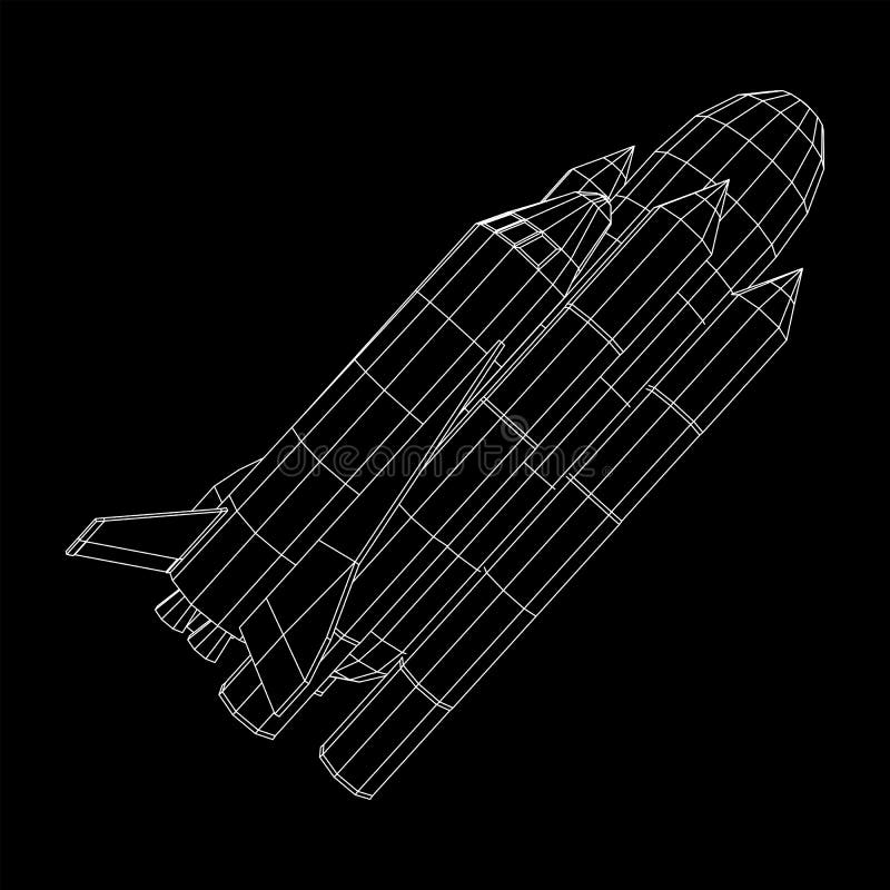 Space Ship Shuttle. Wireframe Low Poly. Stock Vector - Illustration of ...