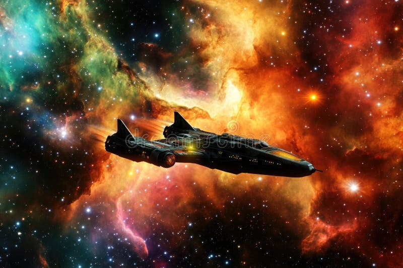 A Space Ship Soaring through a Star-filled Galaxy, Perfect for Sci-fi ...
