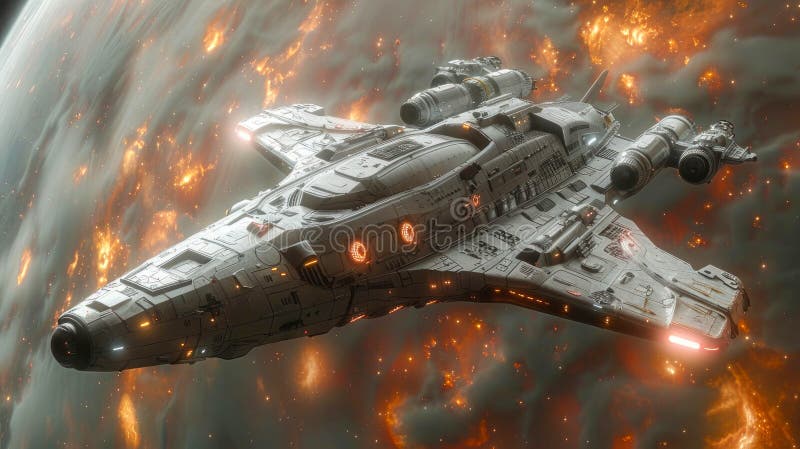 Space Ship in the Universe. Science Fiction Stock Illustration ...