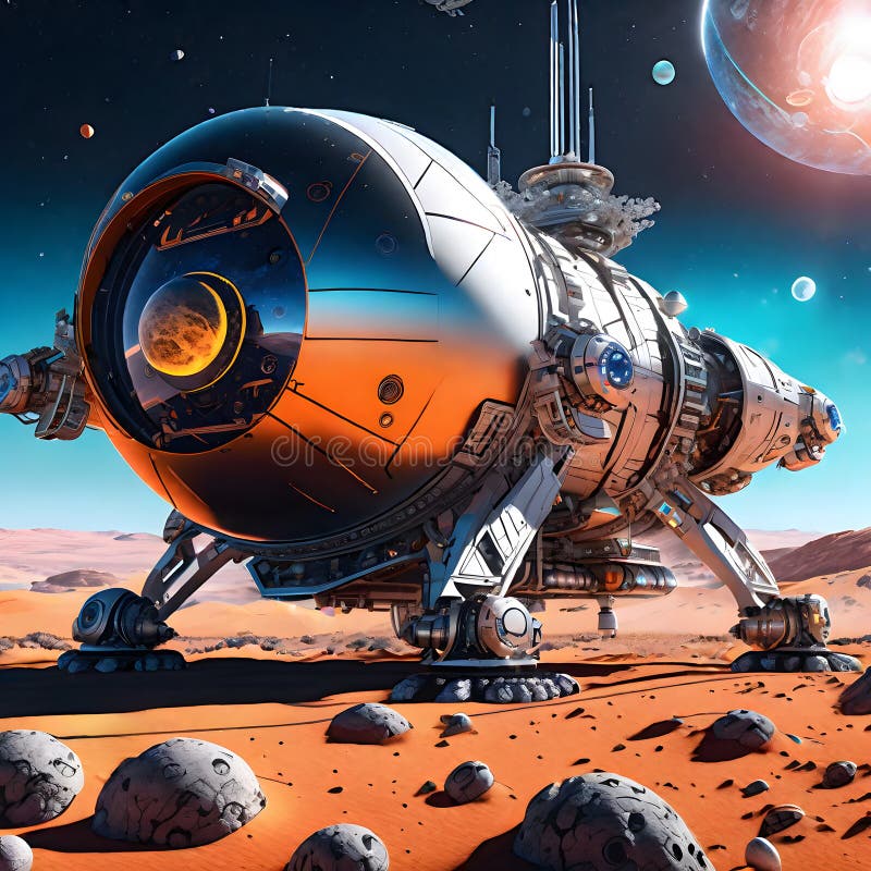 Space ships, AI-generatet stock illustration. Illustration of solar - 297297087