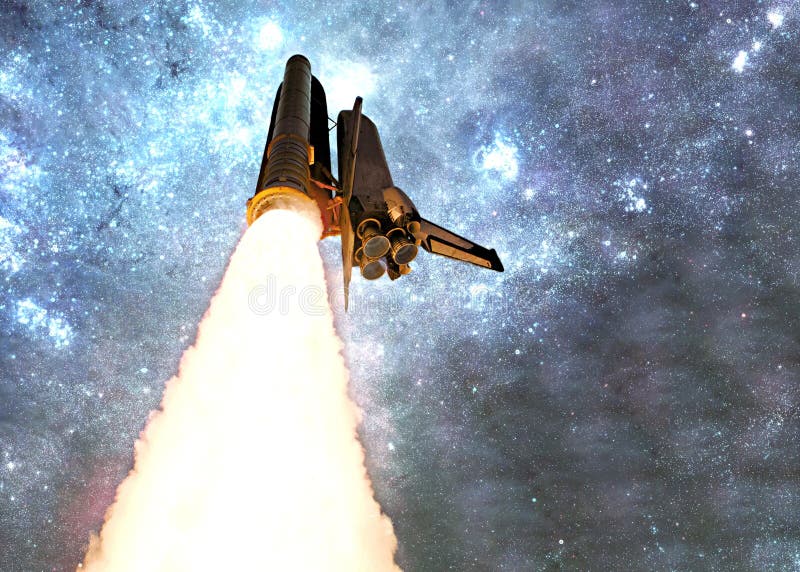 Space Shottle Launch Against Starry Sky Stock Image - Image of light ...