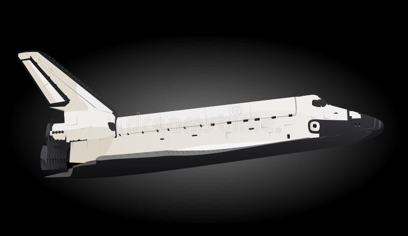Space Shuttle Top View on Black Stock Illustration - Illustration of ...