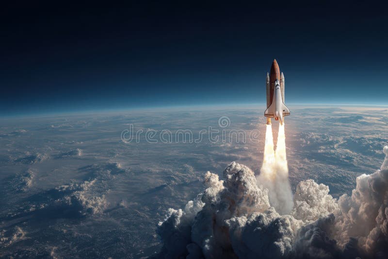 A Space Shuttle is Actively Taking Off from the Surface of the Earth ...
