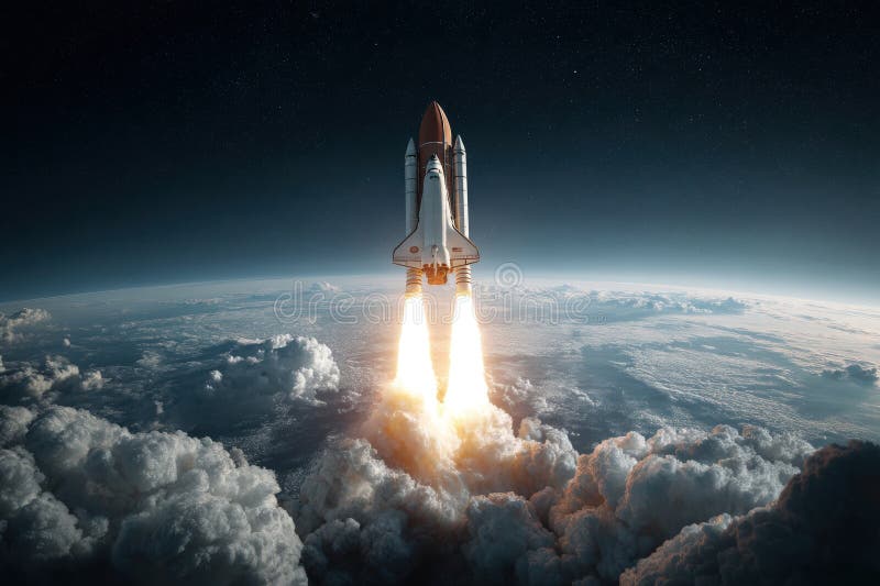 A Space Shuttle is Actively Taking Off from the Surface of the Earth ...