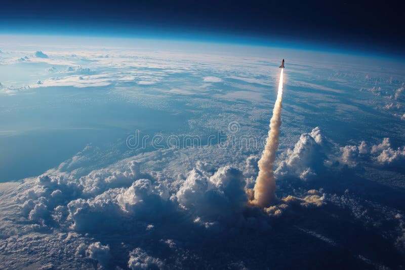 A Space Shuttle is Actively Taking Off from the Surface of the Earth ...