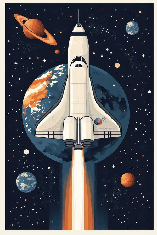 Shuttle Ascending Earth Planets Stars Space Exploration Stock Illustrations – 5 Shuttle ...