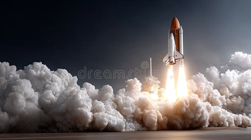 A Space Shuttle Ascends with Remarkable Speed, Enveloped in Smoke and ...
