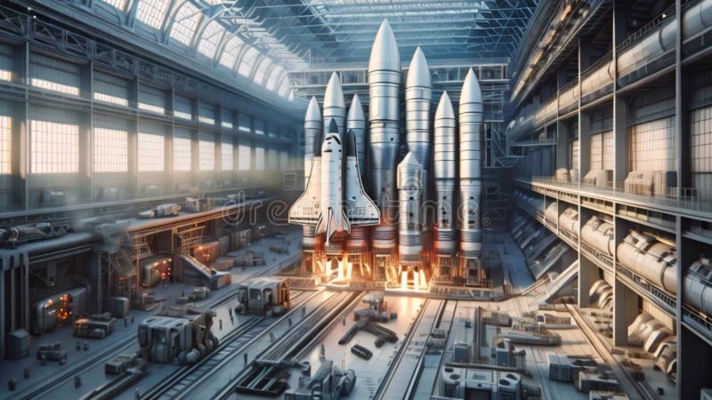 Space Shuttle Assembly in Factory Stock Video - Video of shuttle ...