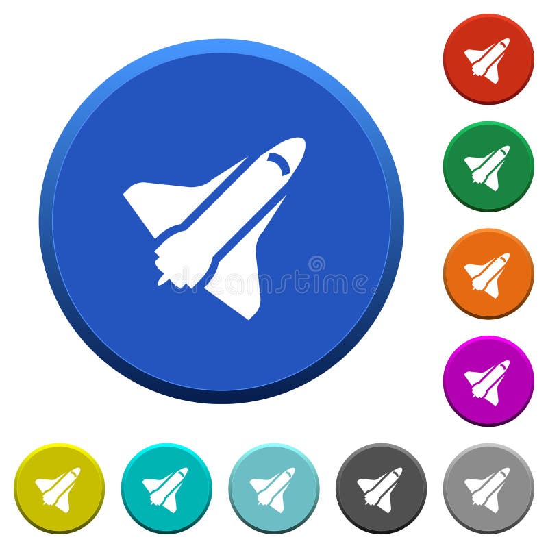 Space Shuttle with Launchers Round Flat Multi Colored Icons Stock ...
