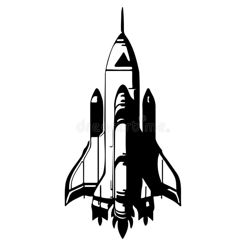 Space Shuttle Black Doodle Outspace Symbol Illustration Sketch Hand ...