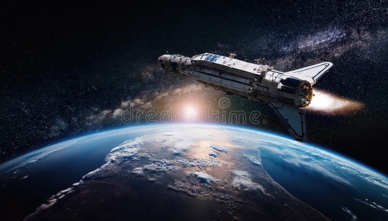 Space Shuttle on Color Background. Gradient Stock Illustration ...