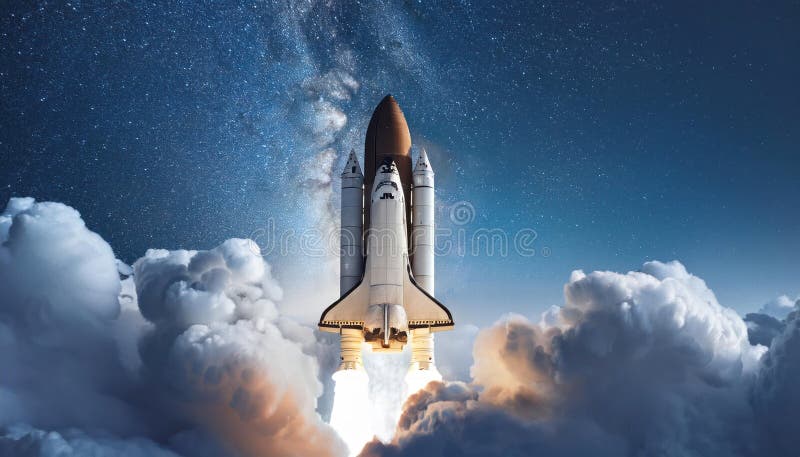 Space Shuttle on Color Background. Gradient Stock Illustration ...