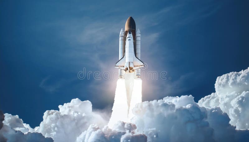 Space Shuttle on Color Background. Gradient Stock Illustration ...