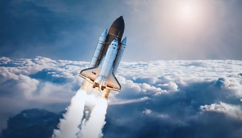 Space Shuttle on Color Background. Gradient Stock Illustration ...