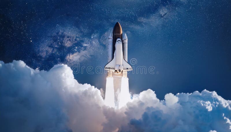 Space Shuttle on Color Background. Gradient Stock Illustration ...