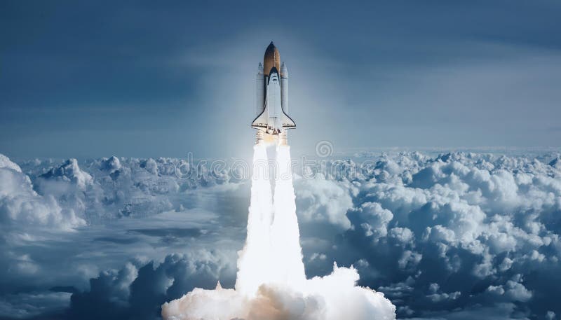 Space Shuttle on Color Background. Gradient Stock Illustration - Illustration of presentation ...