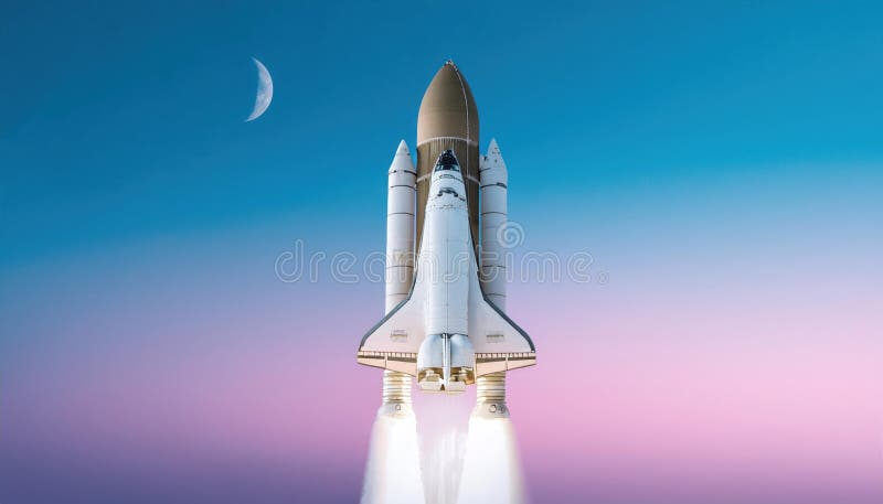 Space Shuttle on Color Background. Gradient Stock Illustration - Illustration of presentation ...