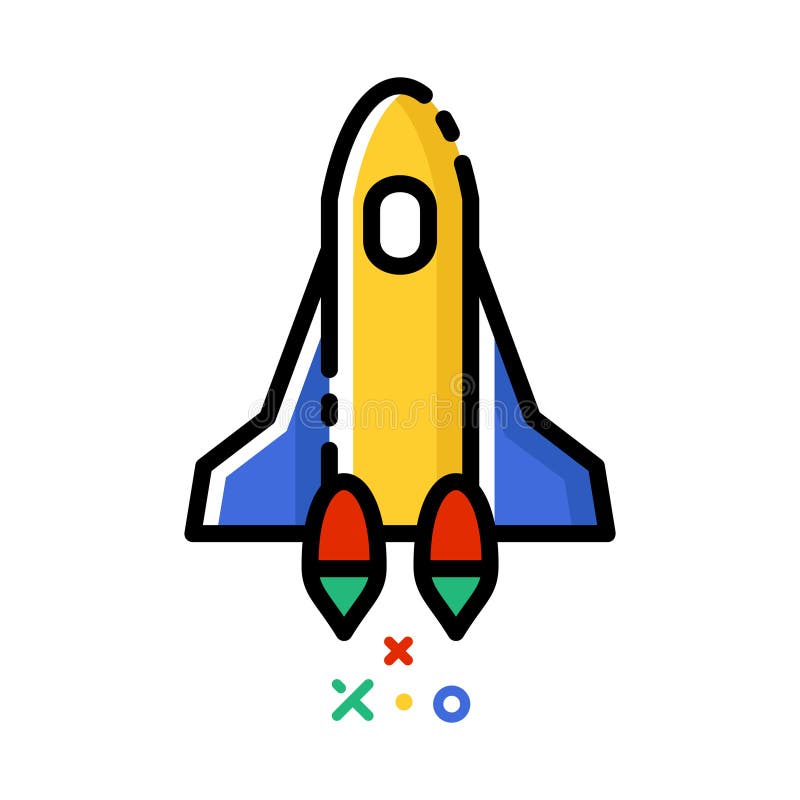 Space Shuttle Colourful Vector Illustration. Space Exploration Icon ...