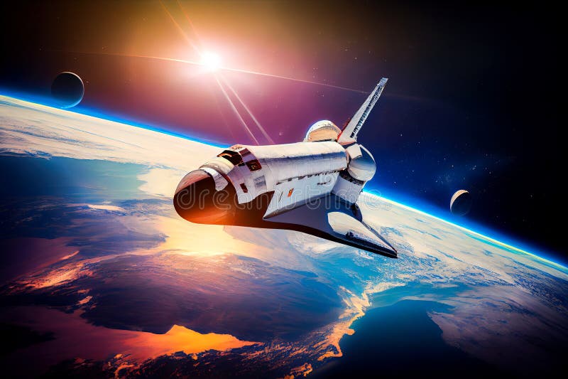 Space Shuttle in Space. Conceptual Image of Space Exploration Stock ...
