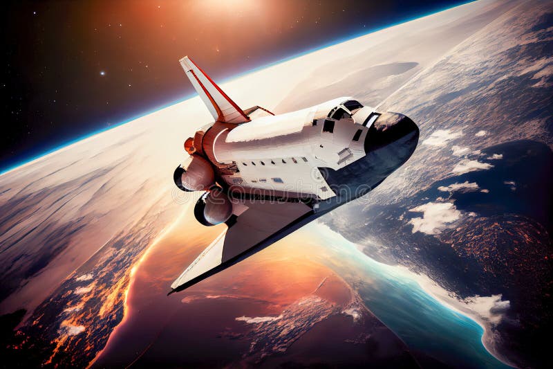Space Shuttle in Space. Conceptual Image of Space Exploration Stock ...