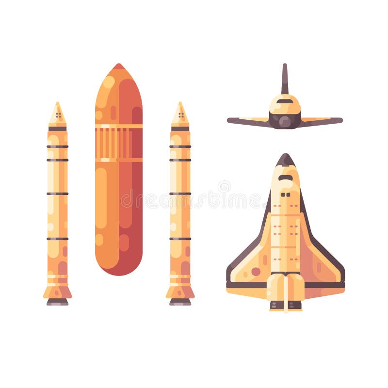 Space Shuttle Elements Flat Illustration Stock Vector - Illustration of ...