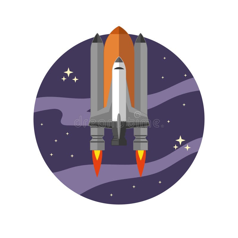 Space Shuttle in Flat Style Isolated on White Background. Stock Vector ...