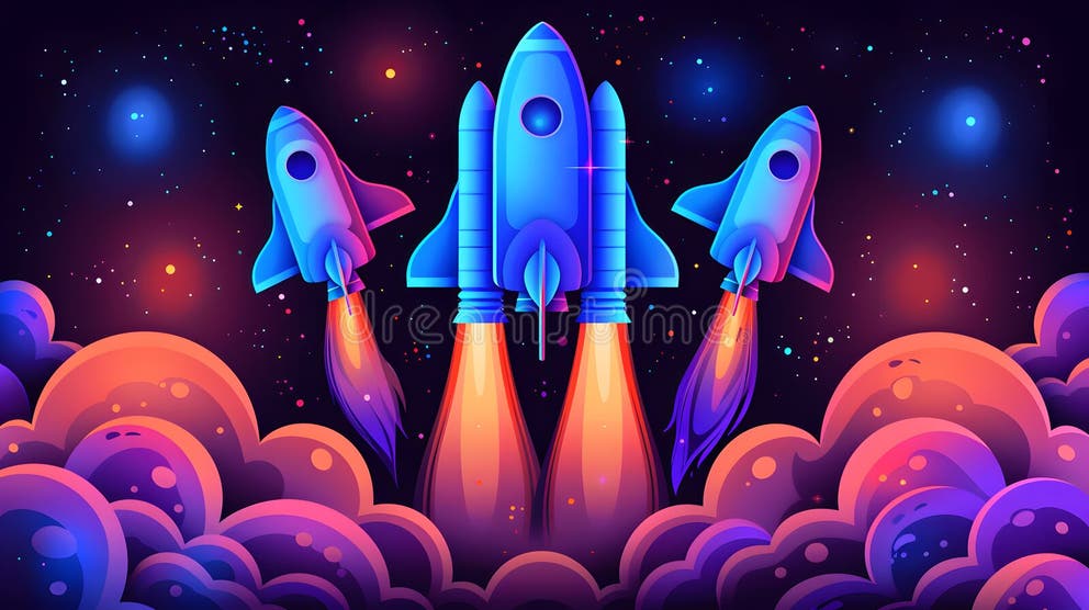 Space Shuttle Flight in Space. Rocket Launch Stock Image - Image of ...