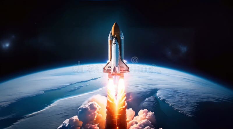 Space Shuttle Flight in Space. Rocket Launch Stock Footage - Video of ...