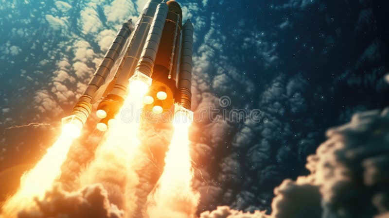 A Space Shuttle Flying through the Air with Smoke Coming Out of it ...