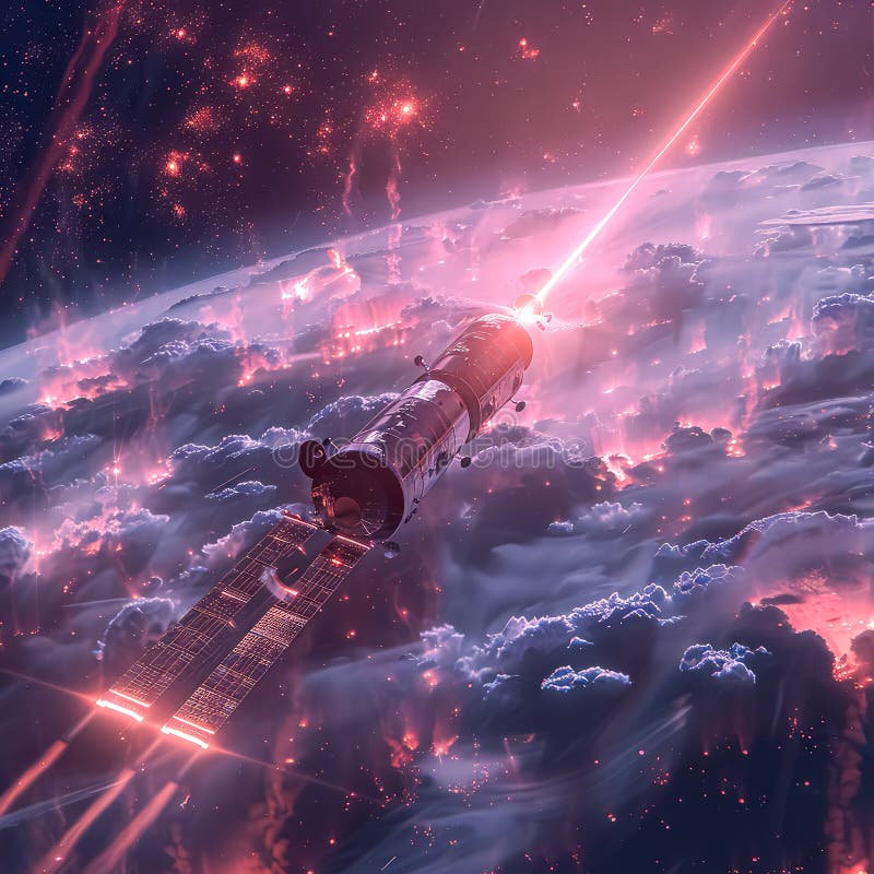 A Space Shuttle is Flying through a Cloud of Fire Stock Photo - Image ...