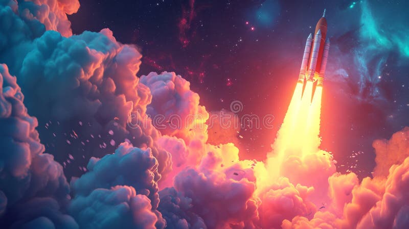 Space Shuttle Flying through Clouds Stock Photo - Image of earth, wings ...