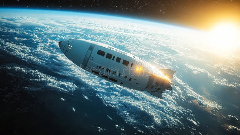 Space Shuttle is Flying through the Sky Above the Earth Stock Image ...