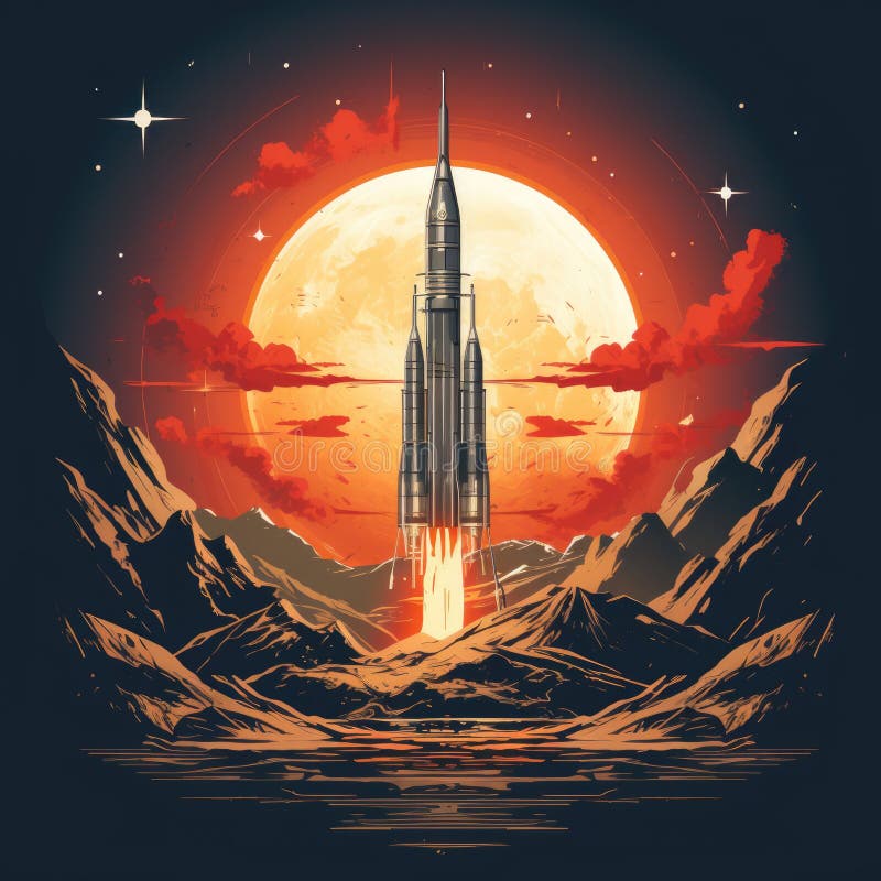 AI Generated Digital Full Moon and Post-apocalyptic City with Thin ...