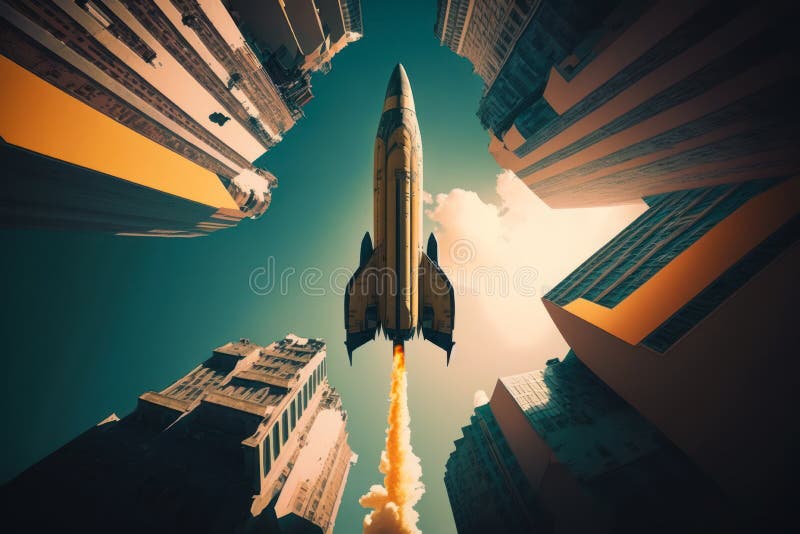 Space Shuttle is Flying through the Sky. Generative AI Stock Photo ...