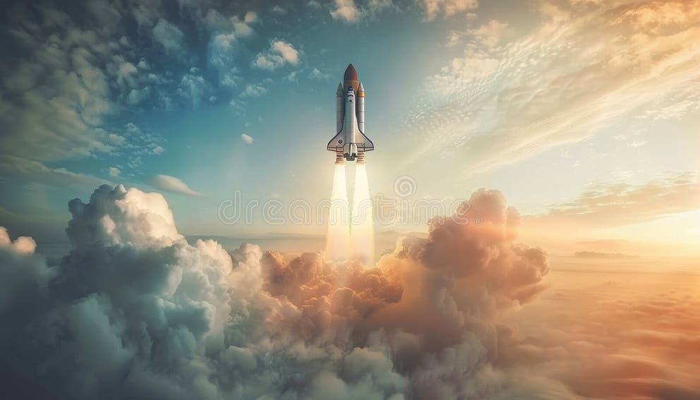 A Space Shuttle is Flying through the Sky, Leaving a Trail of Smoke ...