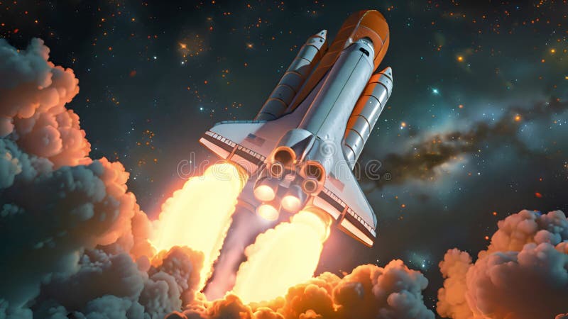 Space Shuttle Flying through the Sky Stock Video - Video of journey ...