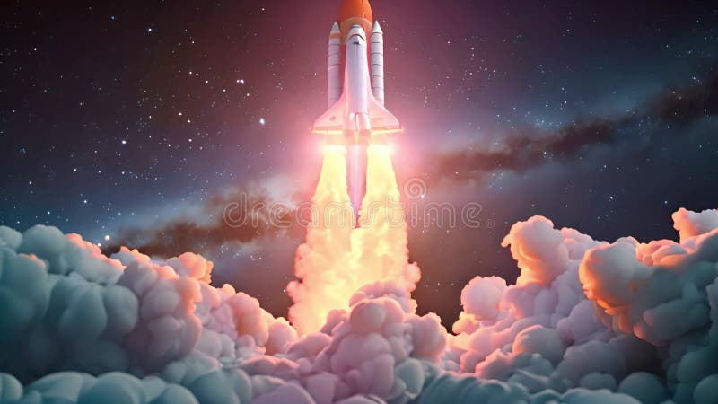 Space Shuttle Flying through the Sky Stock Video - Video of ...