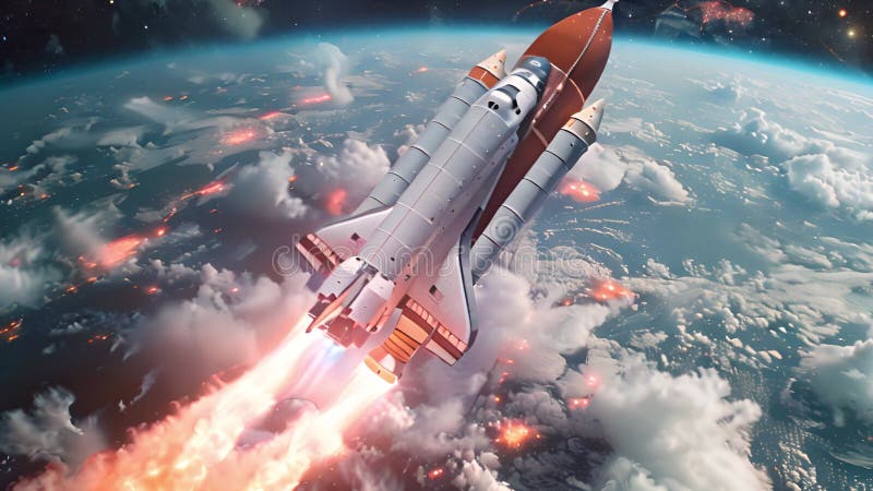 Space Shuttle Flying through the Sky Stock Video - Video of earth ...