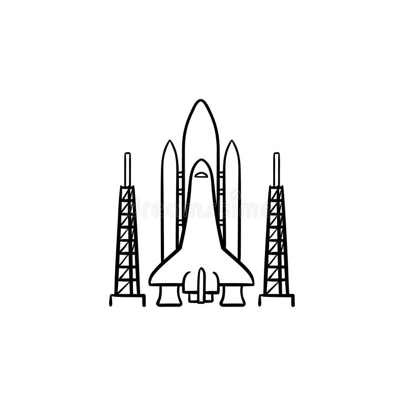 Space Shuttle Hand Drawn Outline Doodle Icon. Stock Vector ...