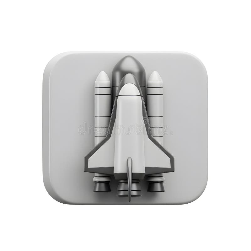 Space Shuttle Icon 3D Render: a Futuristic Spacecraft Design on a Grey ...