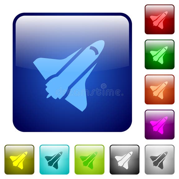 Space Shuttle Color Square Buttons Stock Vector - Illustration of ...