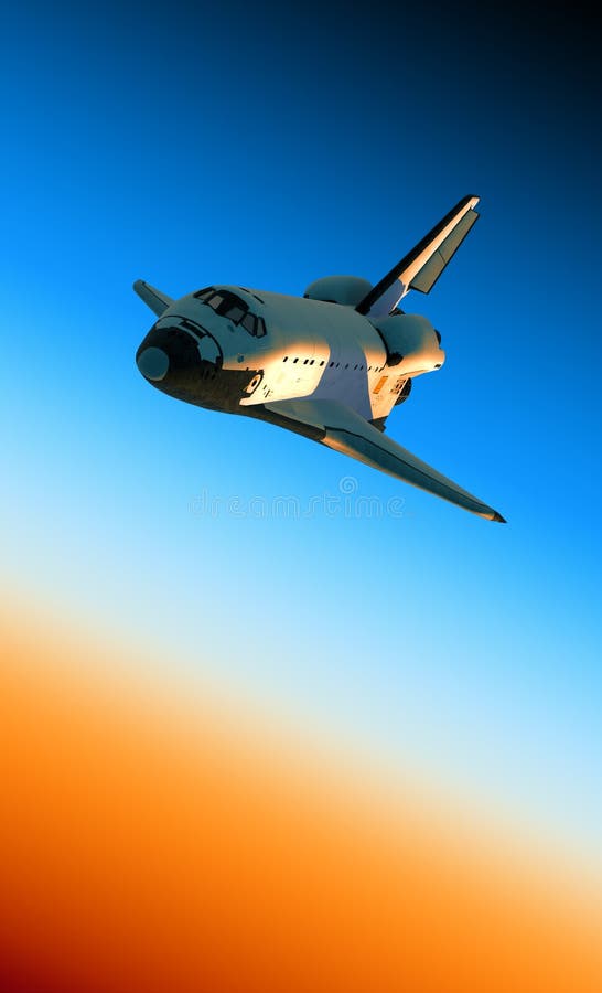 Space Shuttle Landing in Atmosphere Stock Illustration - Illustration ...