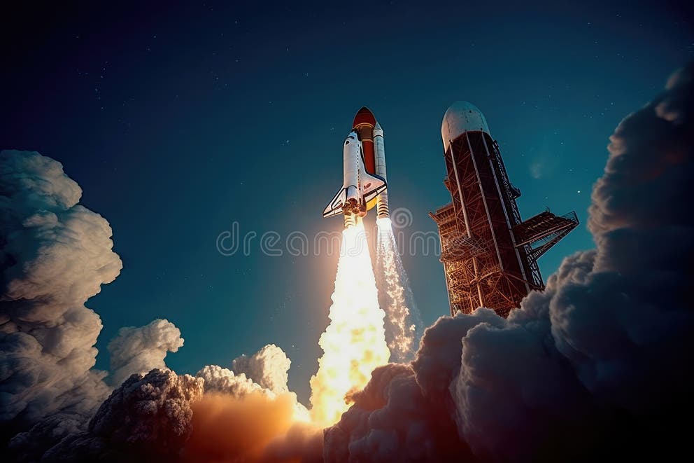 Space Shuttle Launch Against a Blue Sky. Generative AI Stock Image ...
