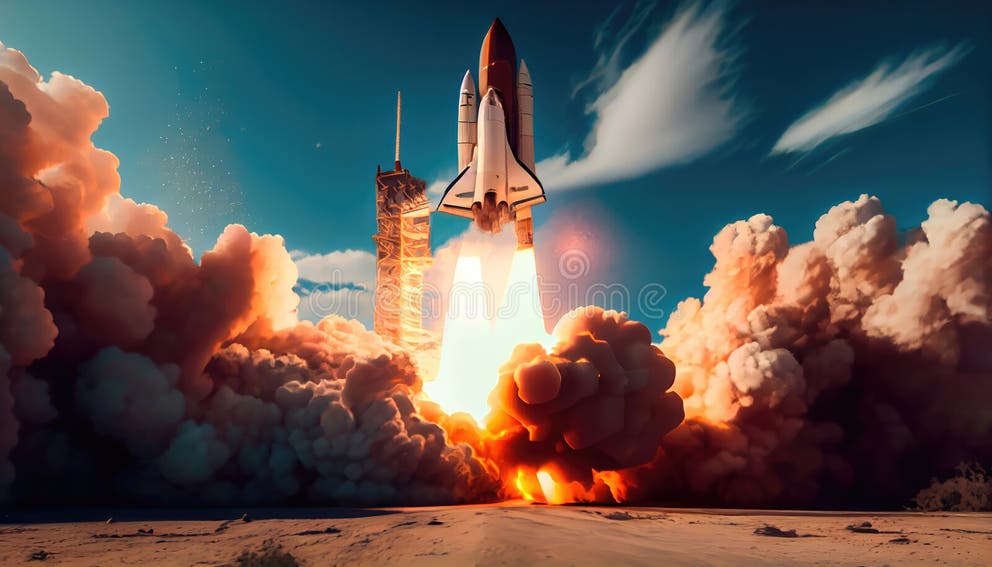 Space Shuttle Launch Against a Blue Sky. Generative AI Stock ...