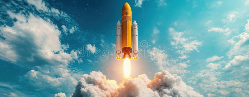 Space Shuttle Launch into the Clouds Stock Illustration - Illustration ...