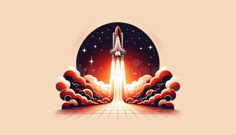 Space Shuttle Launch Illustration, Exploration Concept Stock ...