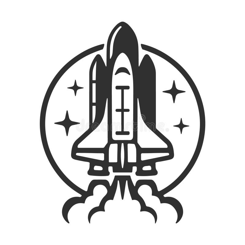 Space Shuttle Launch Logo Icon. Take Off. Aerospace Tech Symbol. Rocket ...