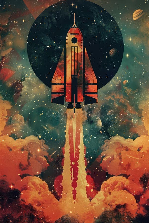 Space Shuttle Launch in Milky Way Galaxy with Explosion of Colors in ...