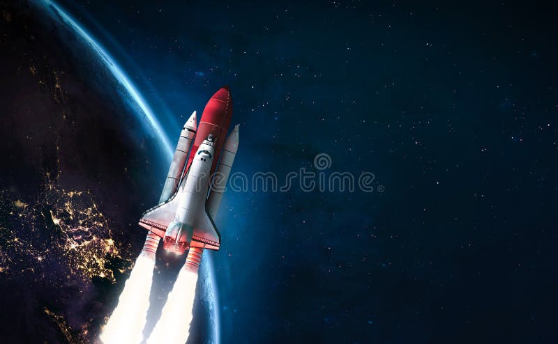 Space Shuttle Launch in the Open Space from the Earth Stock ...