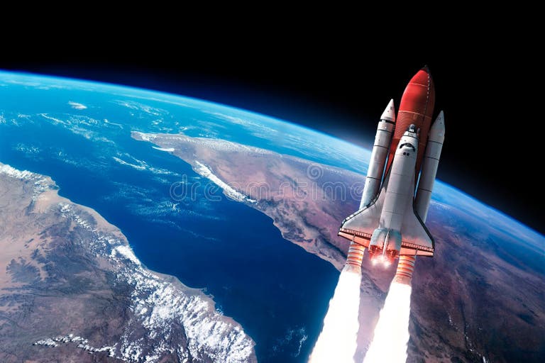 Space Shuttle Launch in the Open Space Over the Earth. Stock Photo ...